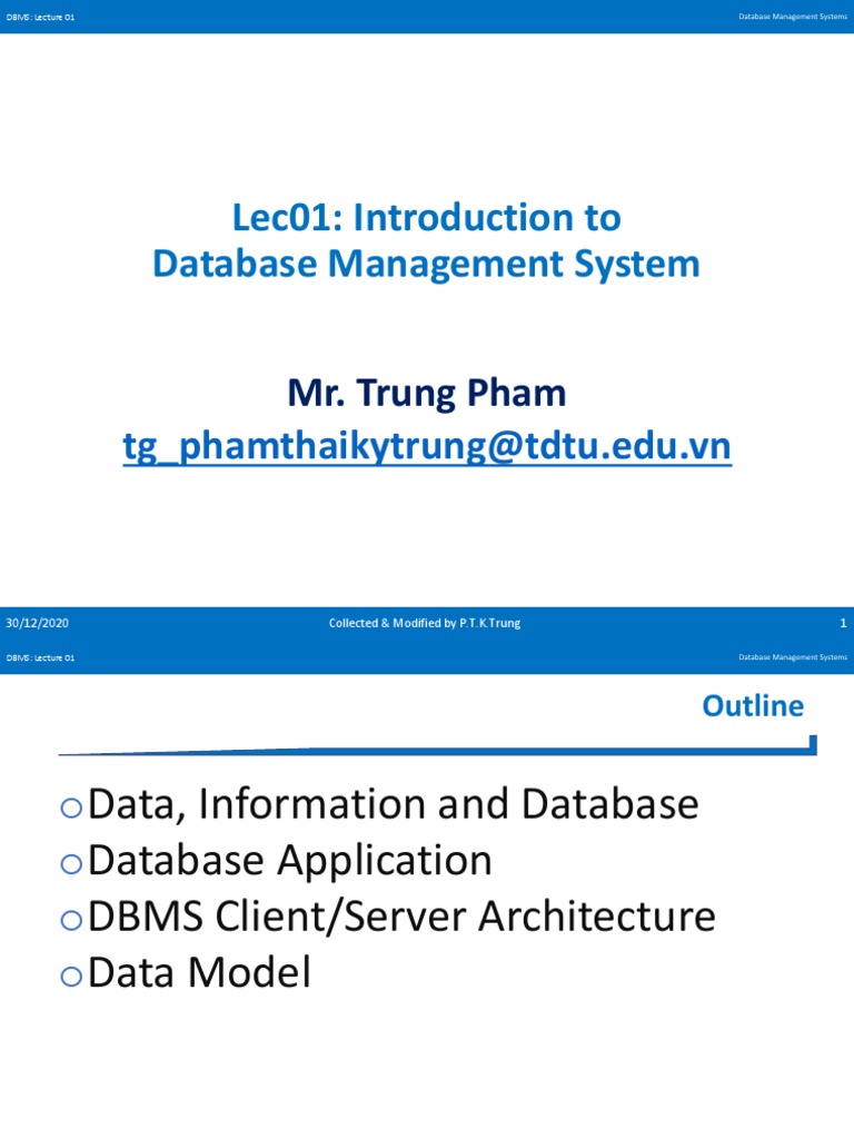 Lec01 Introduction To DBMS | Download Free PDF | Relational Database | Databases