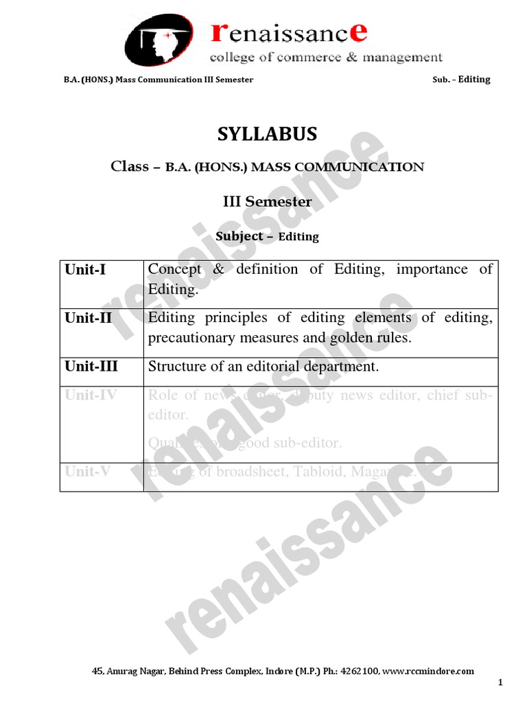 Editing in Journalism and Mass Communication | PDF | News | Editing