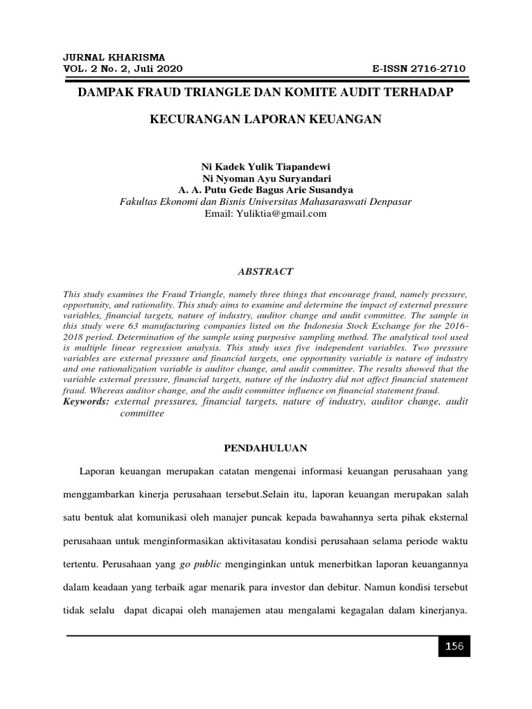 Dampak Fraud Triangle pada Kecurangan Keuangan | PDF