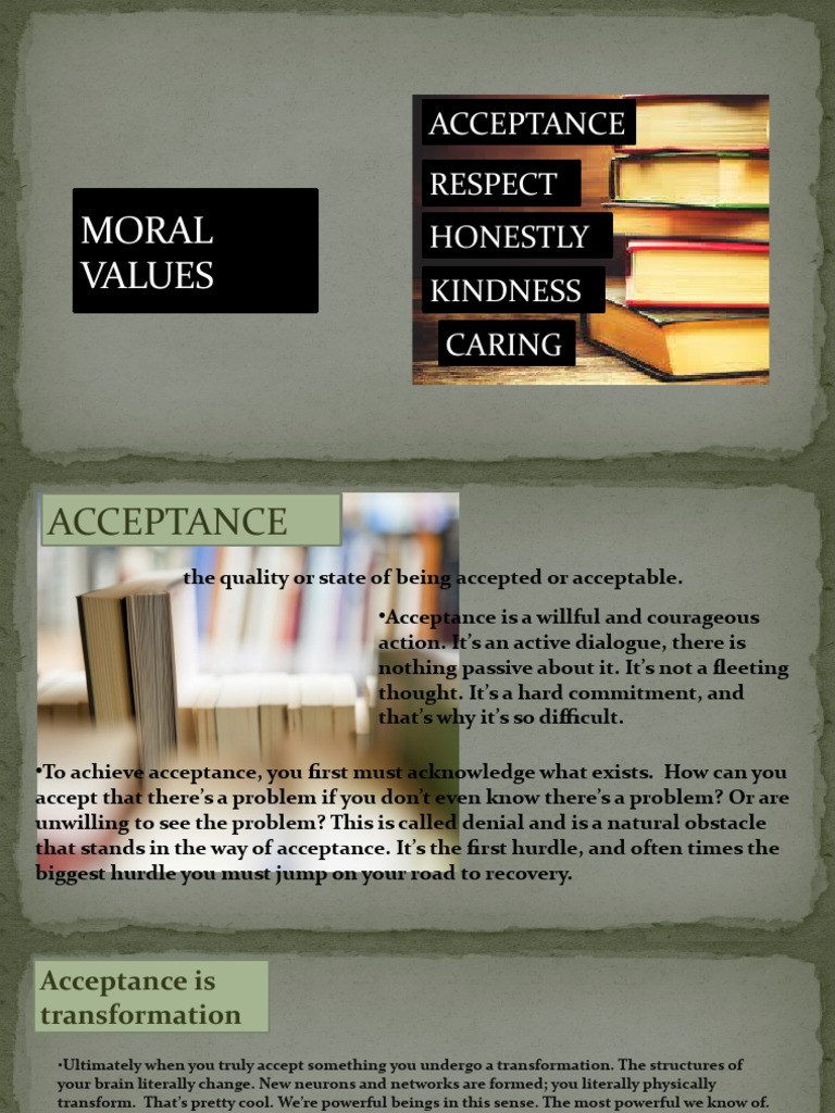 Acceptance Respect Honestly Kindness Caring: Moral Values | PDF | Truth ...