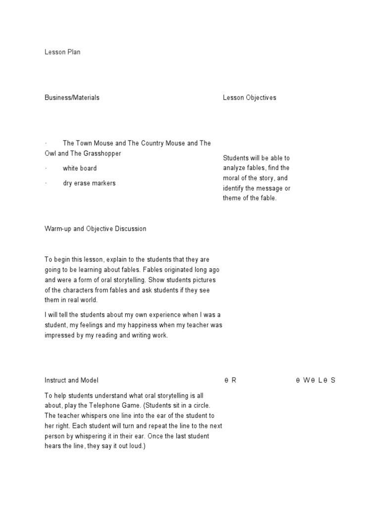 Lesson Plan 4 | PDF | Storytelling | Lesson Plan