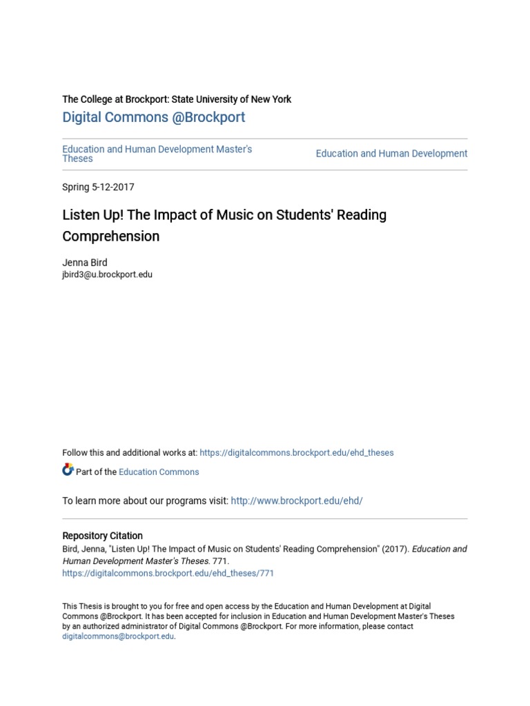 Listen Up! The Impact of Music On Students Reading Comprehension | PDF ...