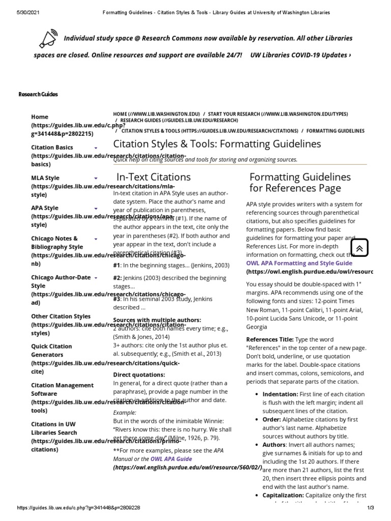 Formatting Guidelines - Citation Styles & Tools - Library Guides at ...