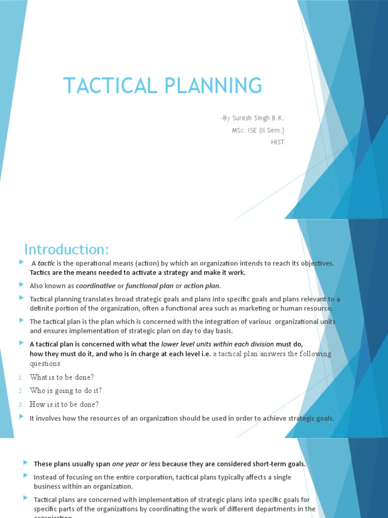 Understanding Tactical Planning | PDF | Strategic Planning | Goal