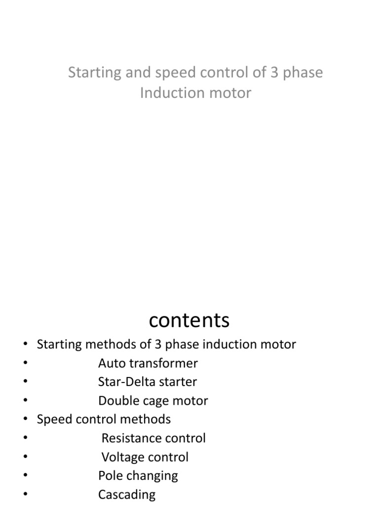 Starting and Speed Control of 3 Phase Induction Motor | PDF | Electric ...