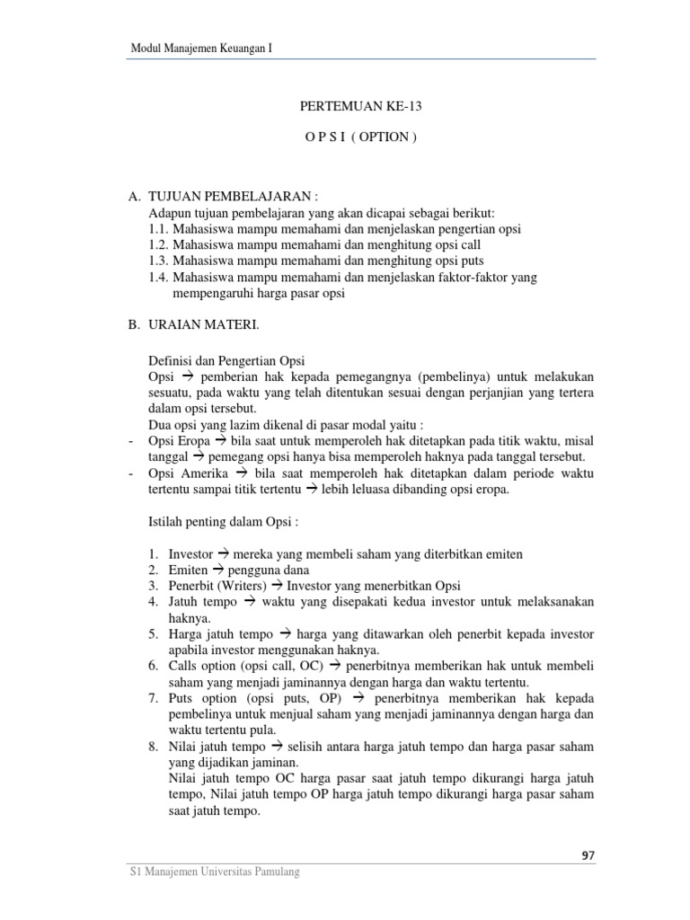 Pertemuan Ke-13 Opsi | PDF | Metode & Bahan Ajar