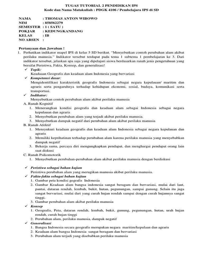 Tugas Tutorial 2 Ips - Thomas Anton Wibowo | PDF