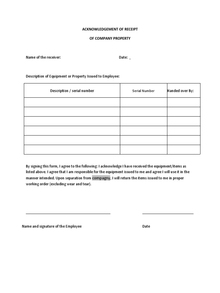 Acknowledgement of Receipt of Items-Equipment | PDF | Law