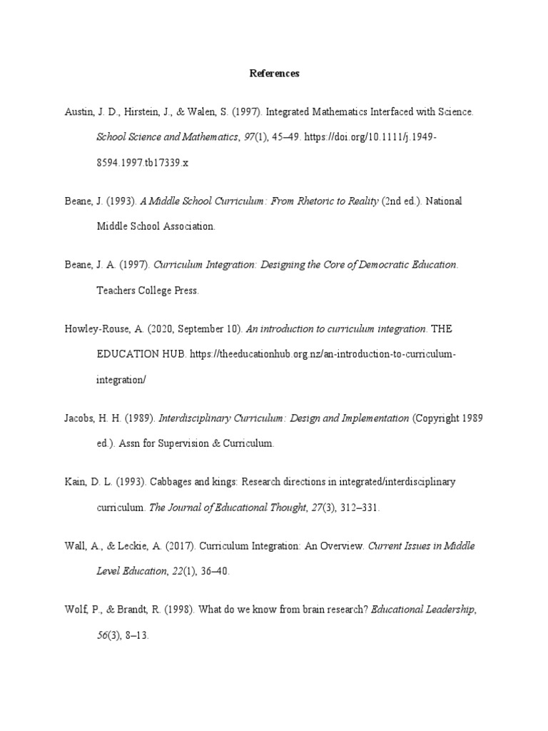 References and Appendices | PDF | Curriculum | Lesson Plan