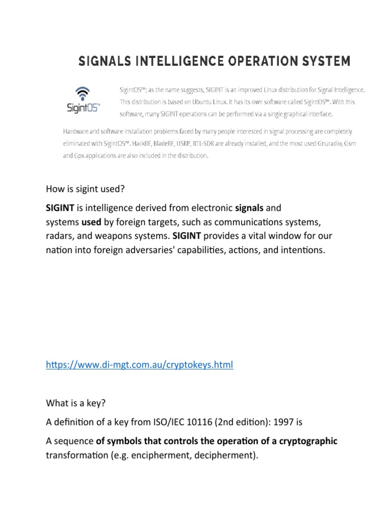 Understanding SIGINT and Cryptographic Keys | PDF | Cryptography ...