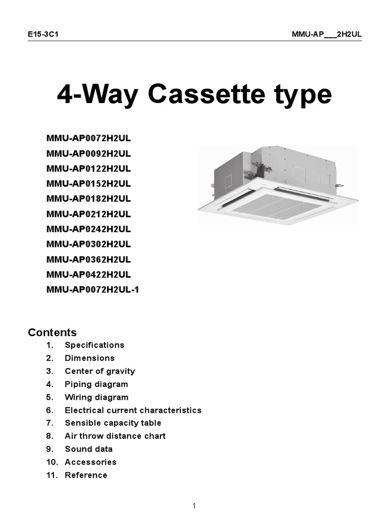 4-Way Cassette AC Unit Specifications | PDF | Alternating Current ...