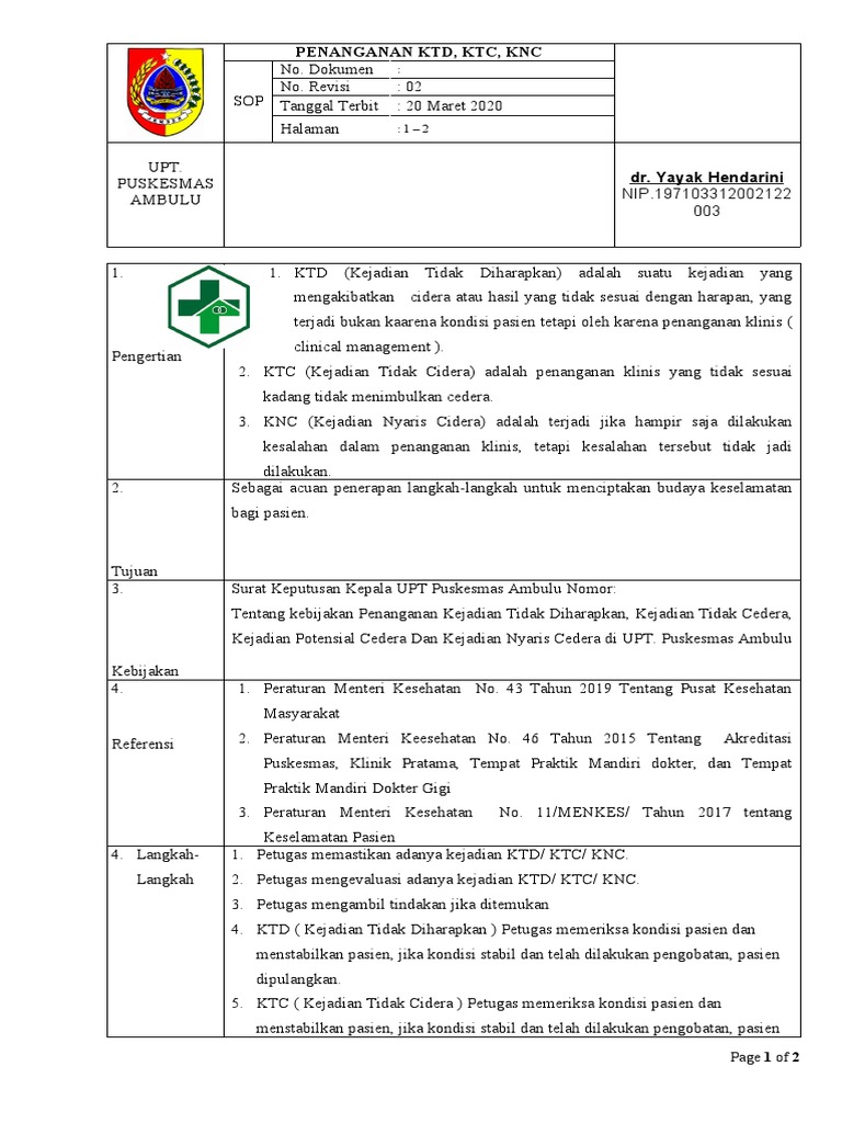 Penanganan KTD, KTC, KNC New | PDF