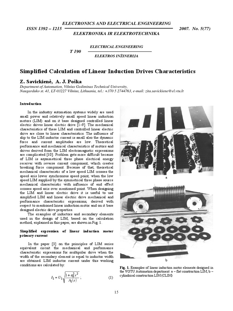 Simplified Calculation of Linear Induction Drives Characteristics | PDF ...