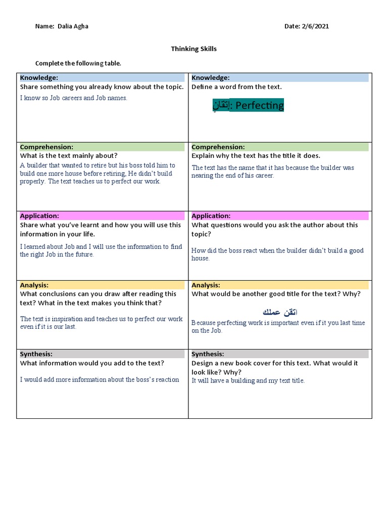Atl Skills - Thinking 2 | PDF | Reading Comprehension | Cognitive Science