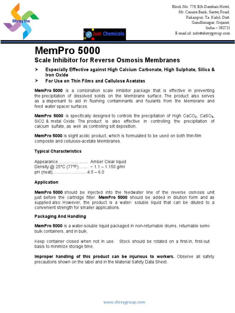 MemPro 5000: RO Membrane Scale Inhibitor | PDF