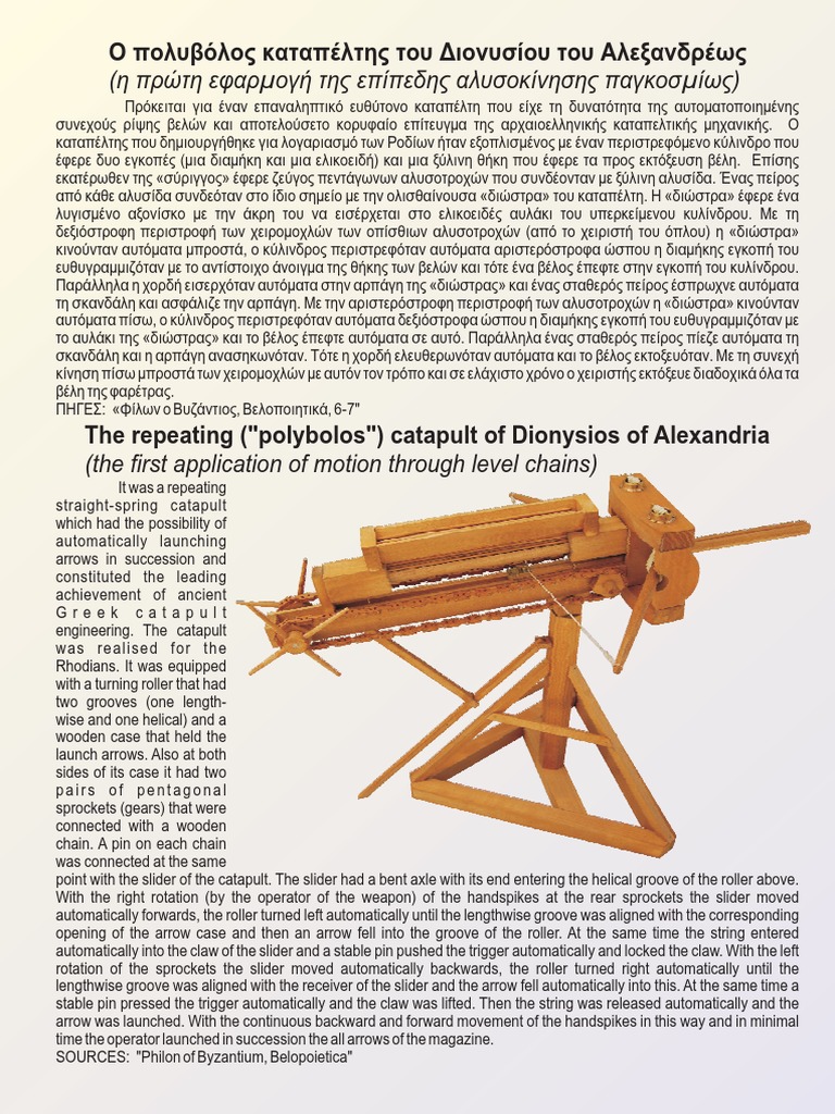The Repeating (Polybolos) Catapult of Dionysios of Alexandria | PDF