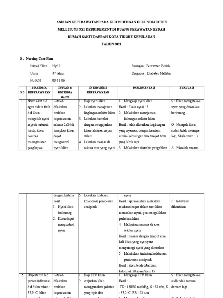 NCP Post Debridement DM Tipe 2 | PDF