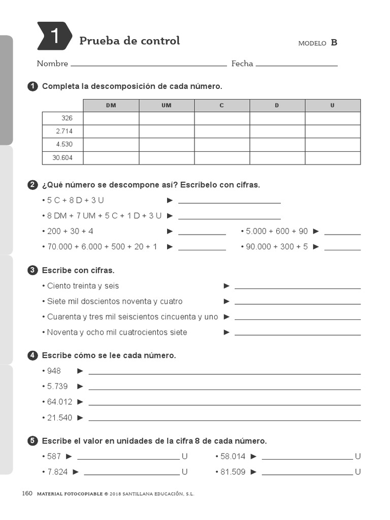 Prueba 1B 3 Primaria Matematicas | PDF | Enseñanza de matemática