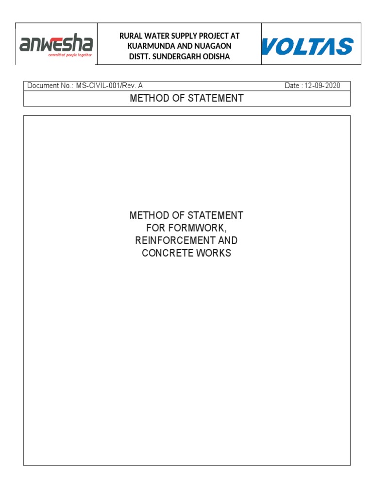 MS Formwork, Reinforcement & Concrete Works | PDF | Concrete ...