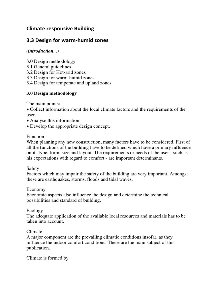 Climate Responsive Building 3.3 Design For Warm-Humid Zones ...