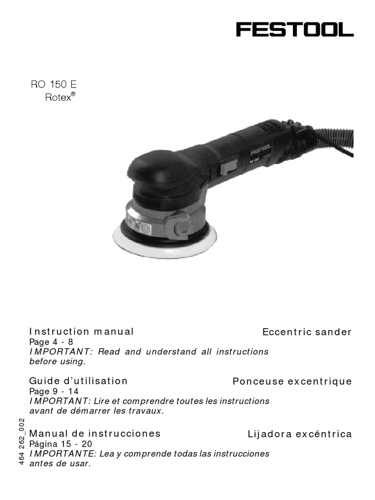 Festool RO 150 E Manual | PDF | Electrical Connector | Abrasive
