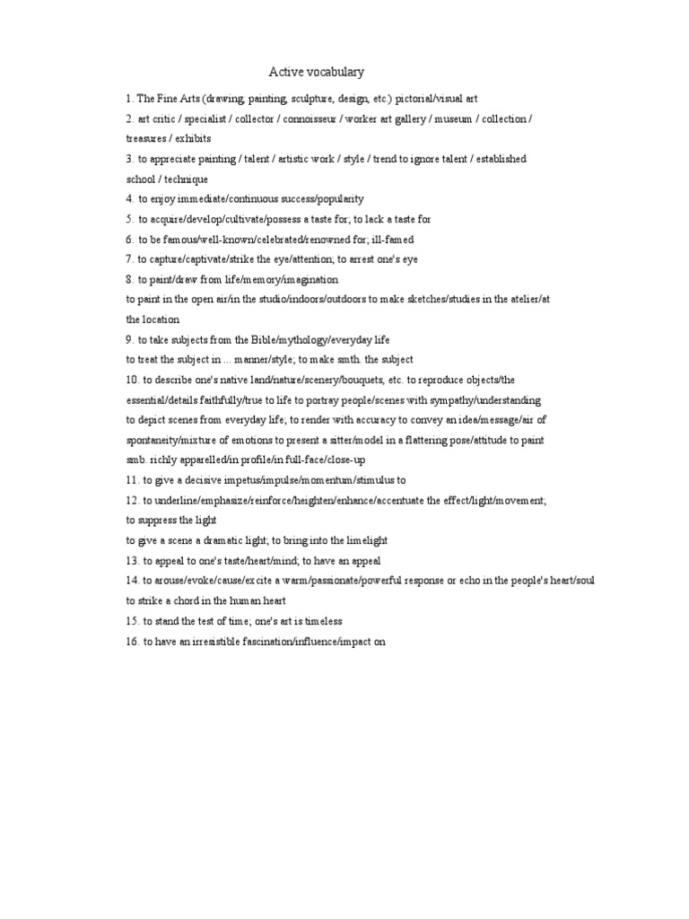 Active Vocabulary | PDF