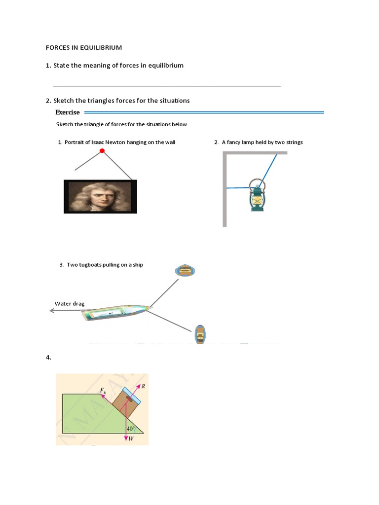 Forces in Equilibrium Exercises | PDF | Trigonometric Functions | Sine
