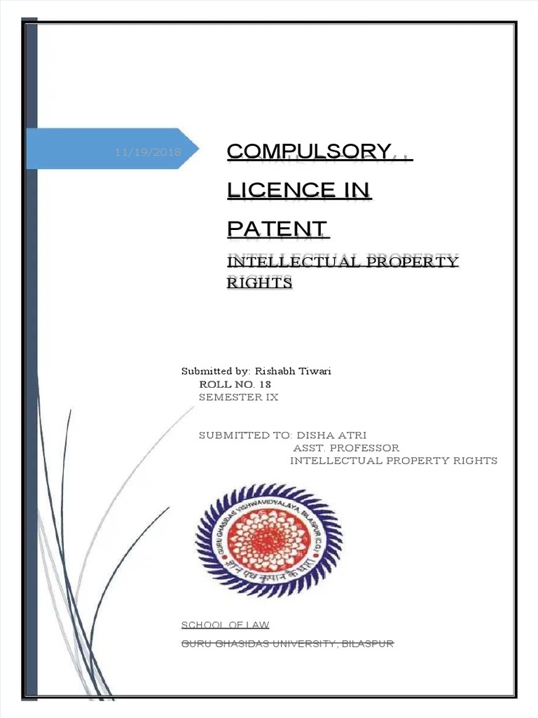 PDF Compulsory Licence in Patent Intellectual Property Rights | PDF | Patent | Glossary Of ...
