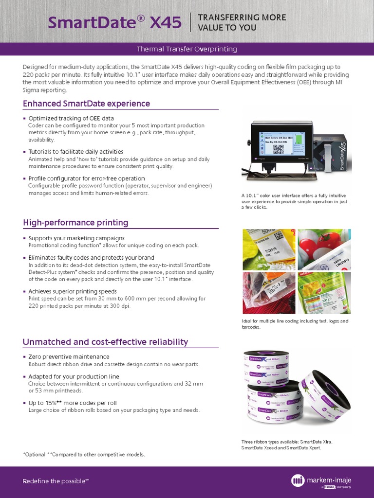 Smartdate x45 Ds HQ A1 Markem Imaje | PDF | Printer (Computing) | Universal Product Code