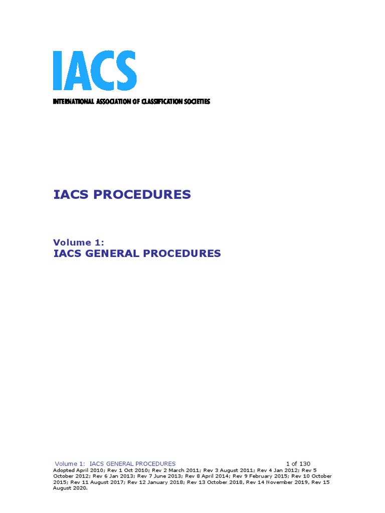 Iacs Procedures Vol 1 Rev 15 CLN | PDF | Regulatory Compliance ...