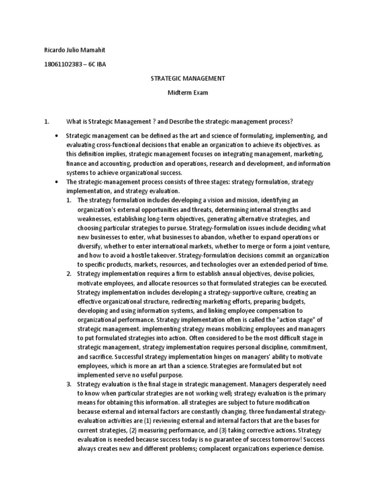 Ricardo Mamahit - Strategic Management MID | PDF | Strategic Management | Outsourcing