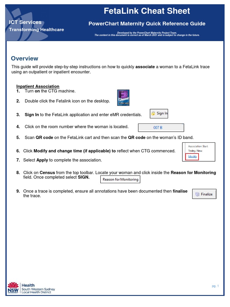 Fetalink - Cheat Sheet | Download Free PDF | Patient | Health Care