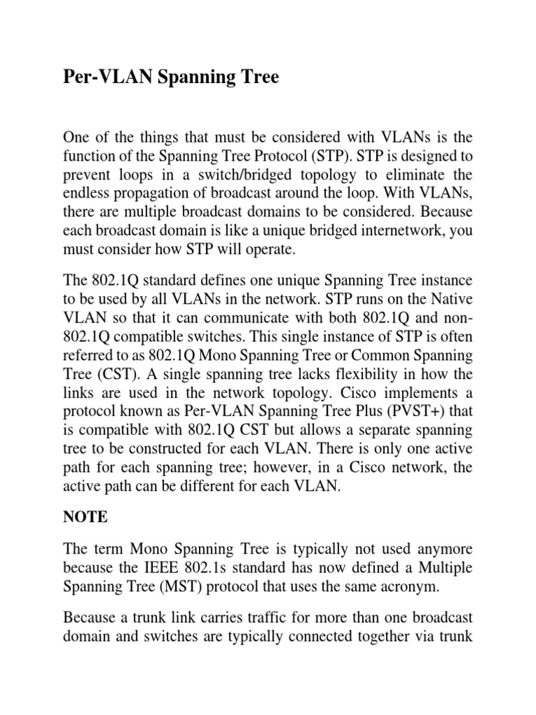 Per-VLAN Spanning Tree | PDF | Telecommunications Standards | Networking Standards