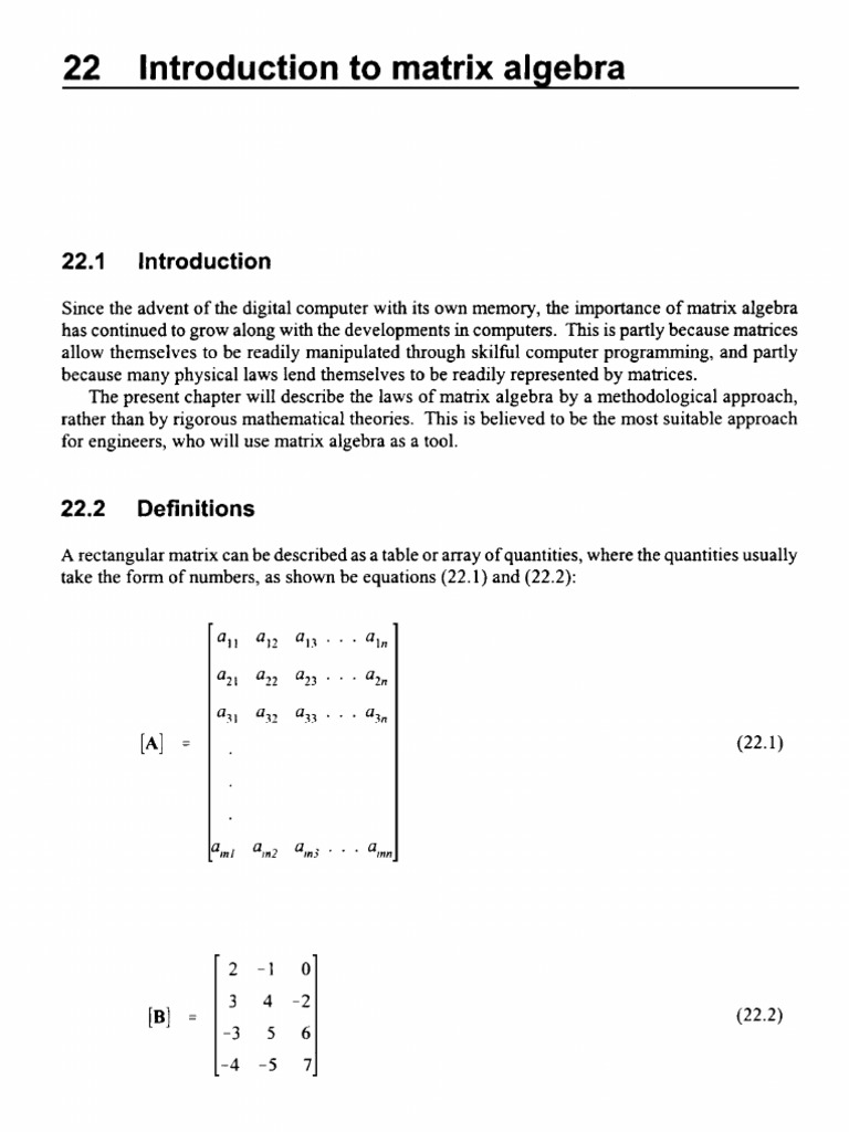 Introduction To Matrix Algebra | PDF