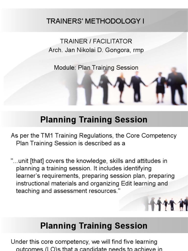 Trainers' Methodology I: Trainer / Facilitator Arch. Jan Nikolai D ...