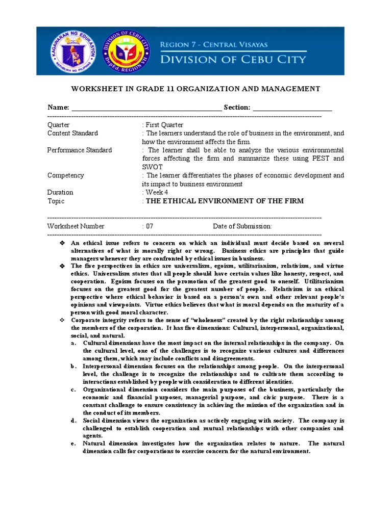 Understanding the Ethical Environment | PDF | Corporate Social ...
