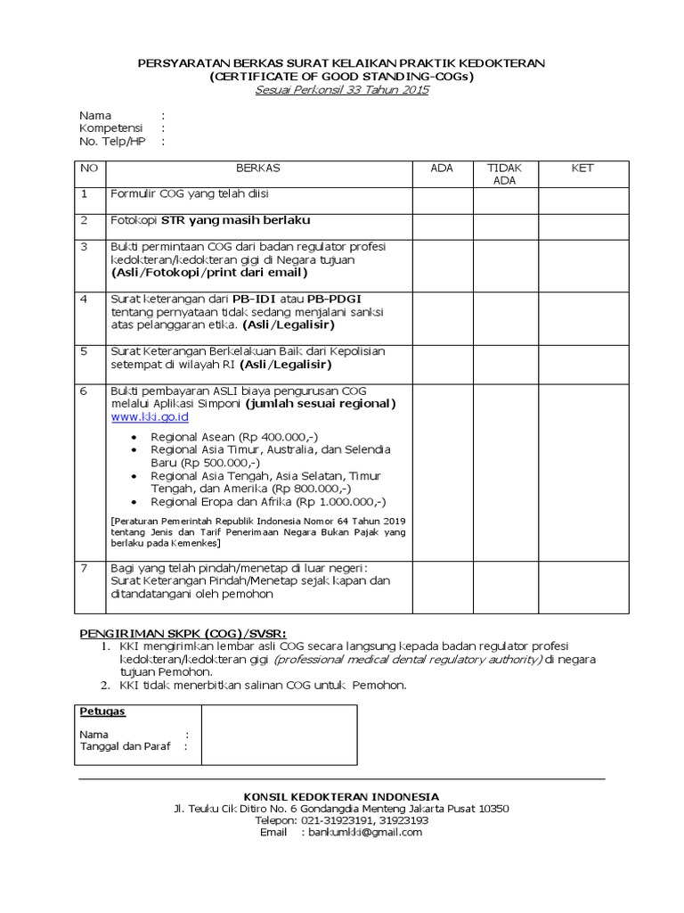 COG - Persyaratan Checklist Baru | PDF | Pengelolaan Keuangan & Uang