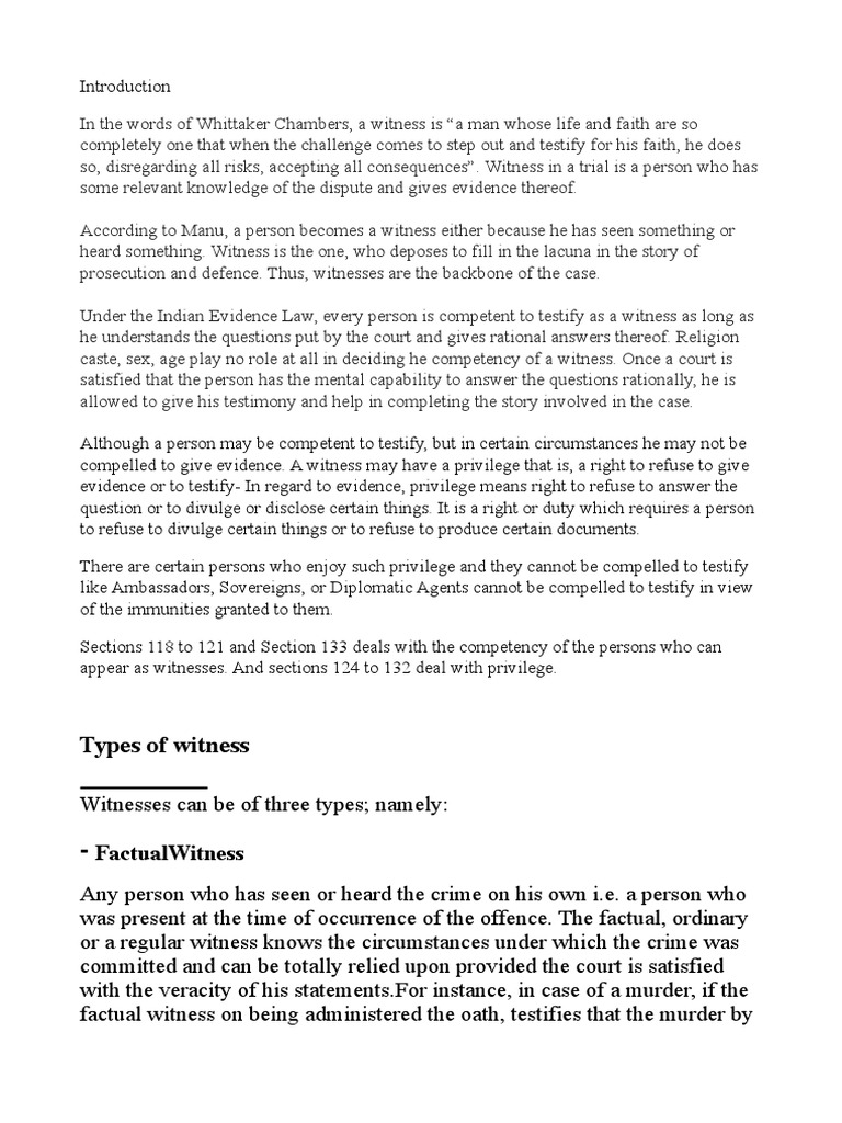 Types of Witness: Factualwitness | PDF | Witness | Testimony