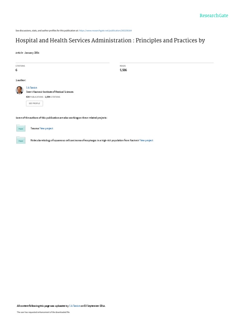 Hospital Health Services Administration | PDF