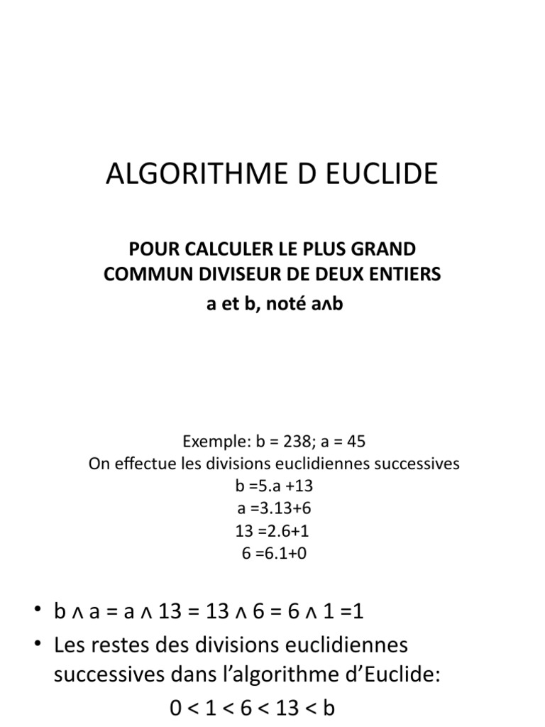 Algorithme D Euclide | PDF | Objets mathématiques | Algèbre