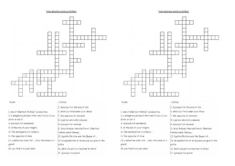 Murder and Mystery Vocabulary Crosswords - 42151 | PDF