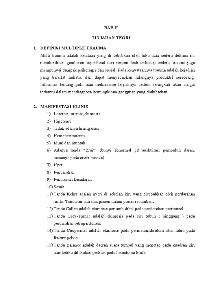 Bab 2 Tinjauan Teori Multiple Trauma | PDF | Sains & Matematika