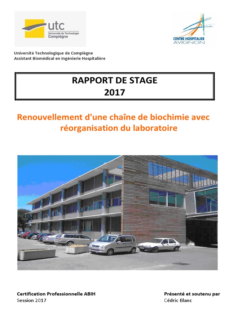 Rapport De Stage En Laboratoire De Biochimie Pdf Laboratoire De