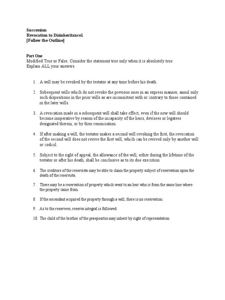 2revocation To Disinheritance1 | PDF | Will And Testament | Natural ...