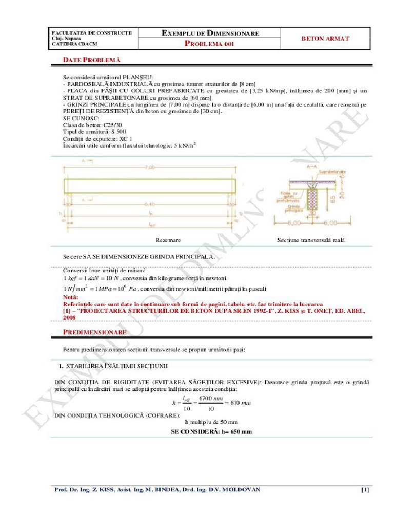 Dimensionare Grinda de Beton Armat | PDF
