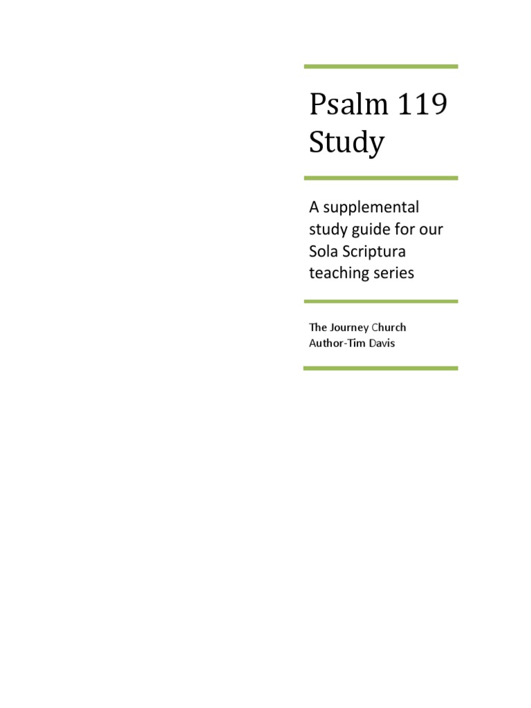 Psalm 119 Study: A Supplemental Study Guide For Our Sola Scriptura ...