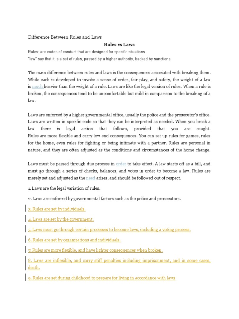Difference Between Rules and Laws Edexcel | PDF