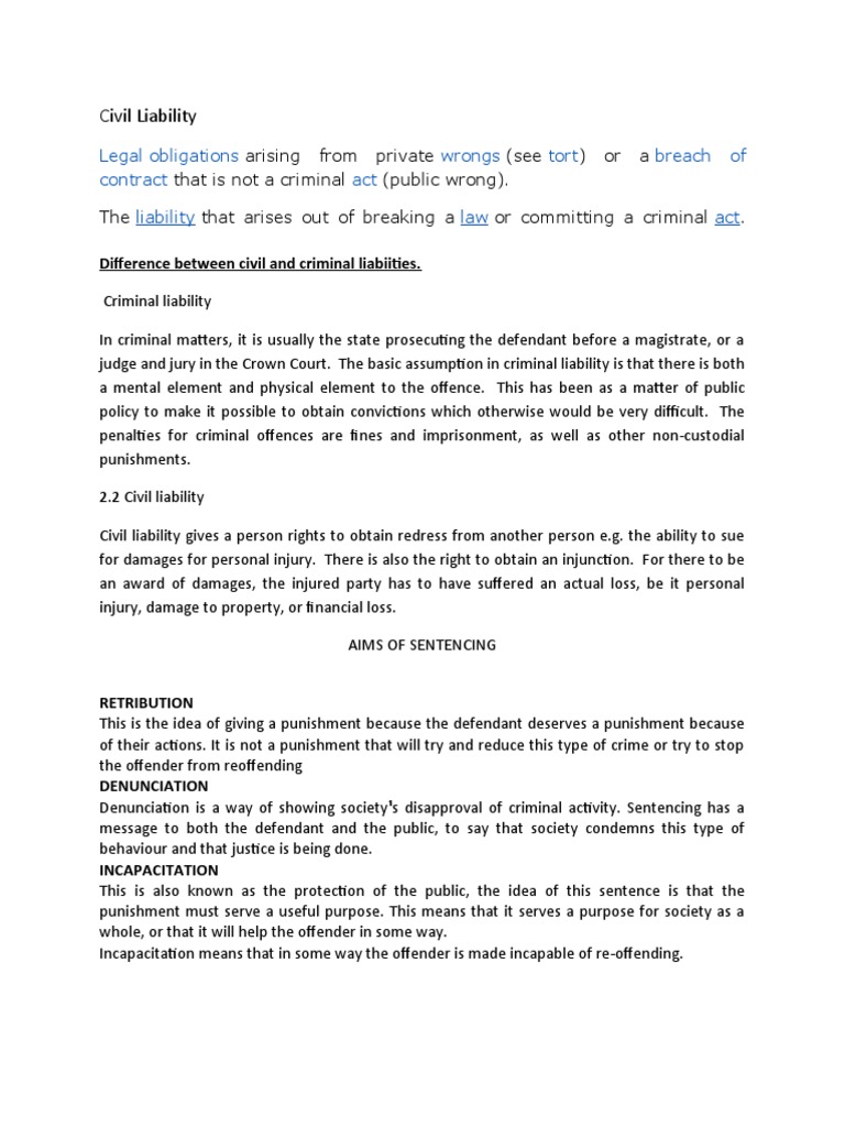 Civil & Criminal Liability | PDF | Criminal Law | Punishments
