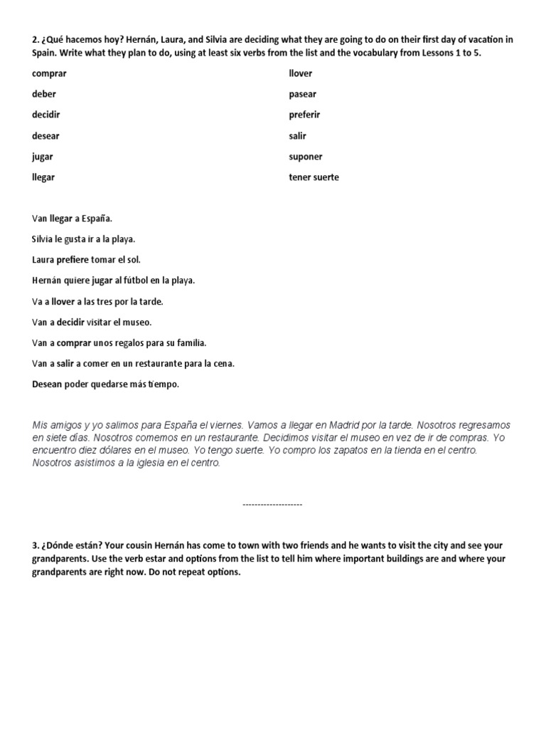 Spanish Final Exam | PDF