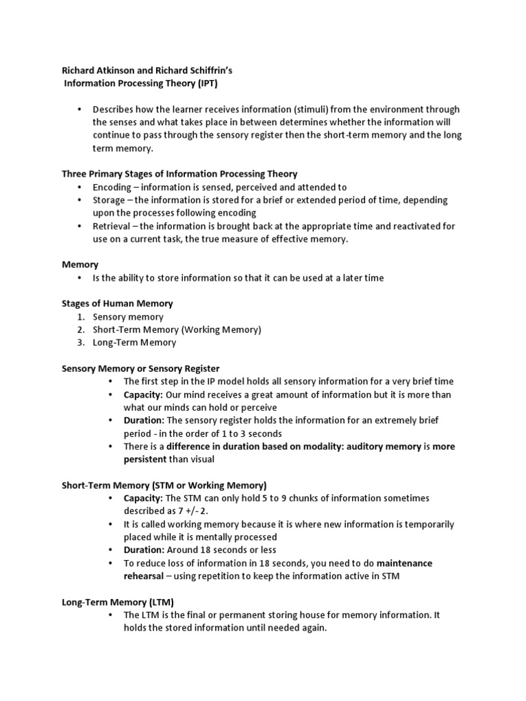 Richard Atkinson and Richard Schiffrin, Etc Theories PDF | PDF | Memory | Perception